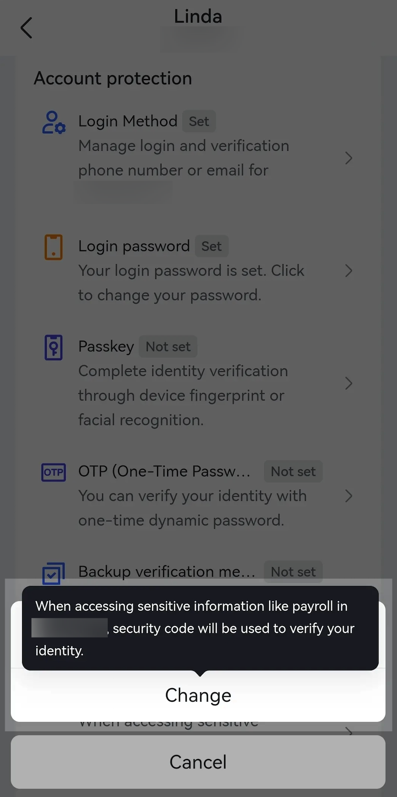 Set or change security code