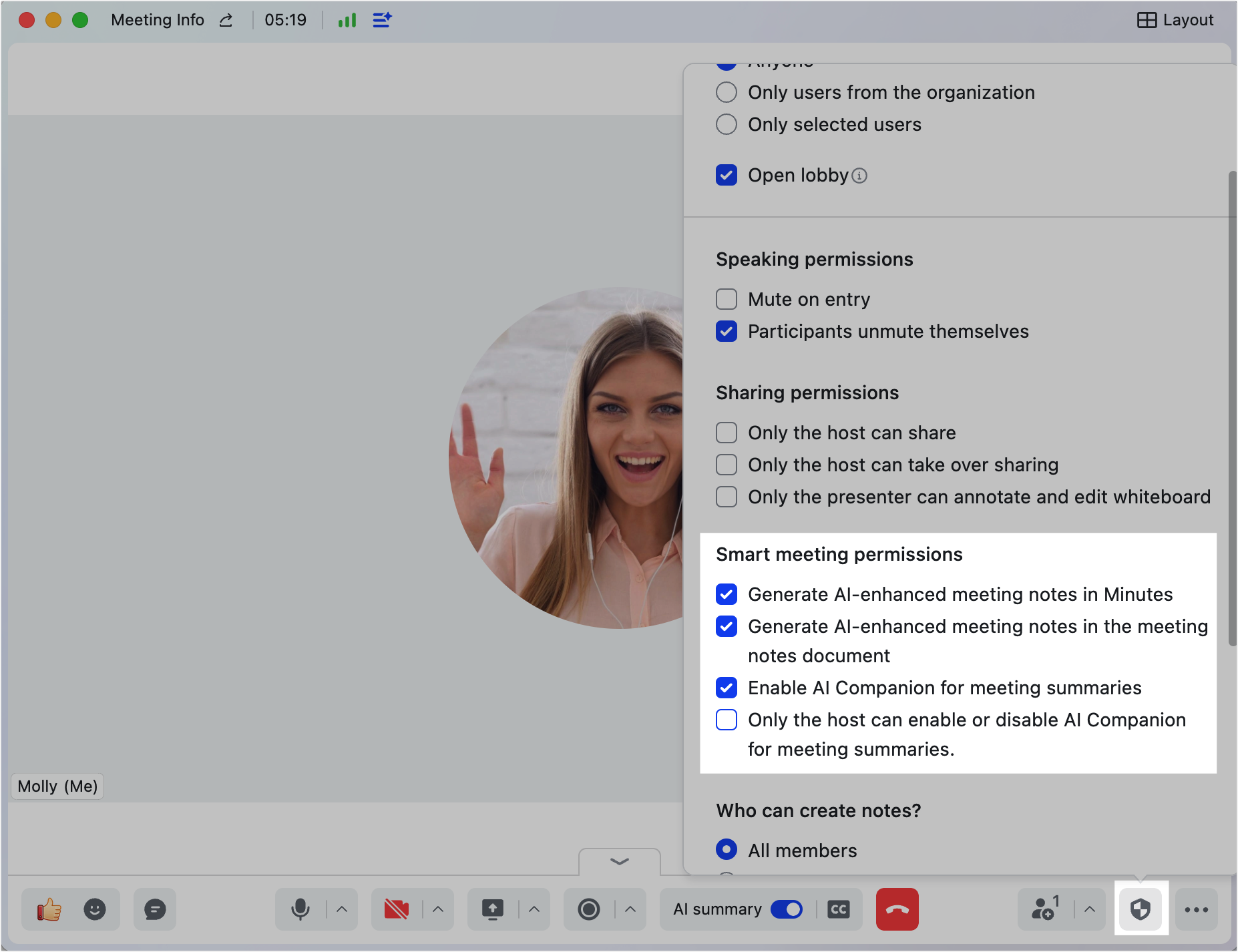 Use AI-enhanced meeting notes