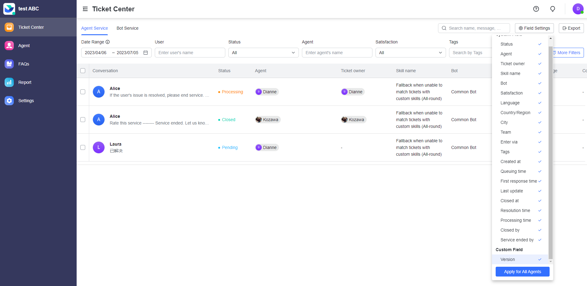 Define custom fields for Help Desk tickets