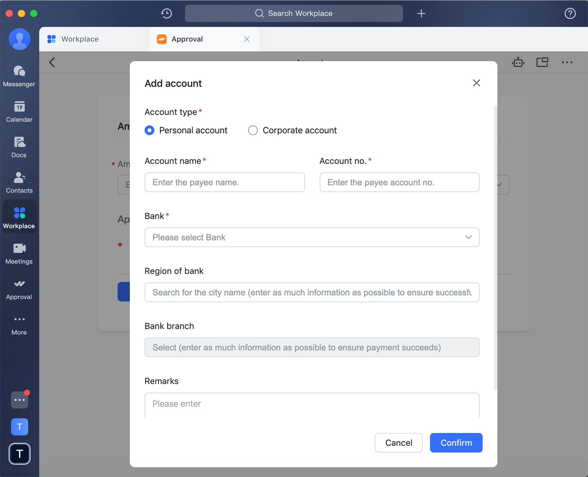Admin | Use the Payee Account widget