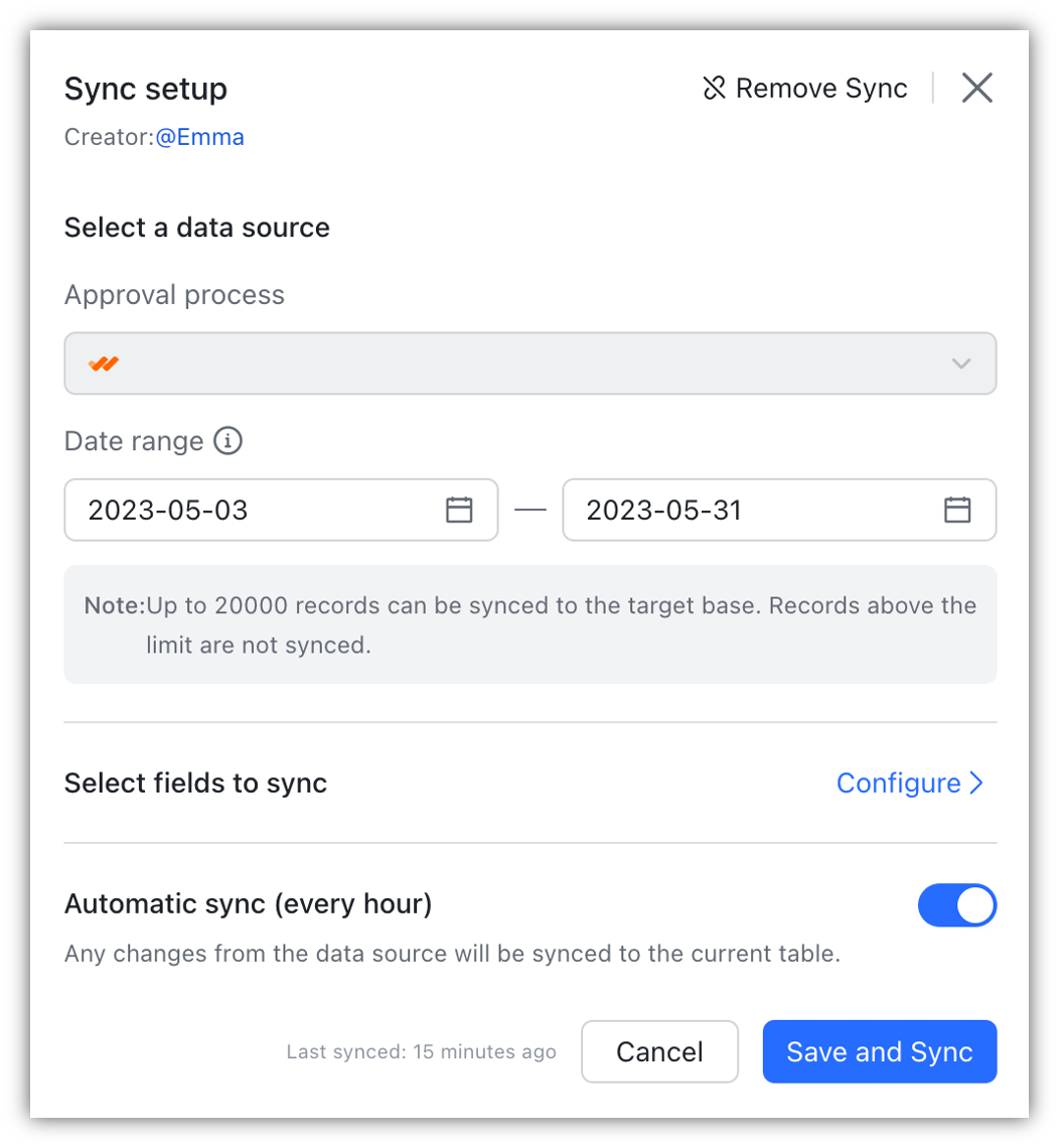 Sync approval data to Base