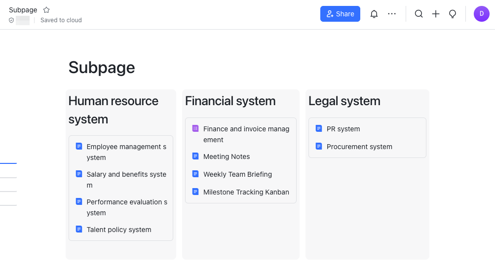 Use sub-page list (version 1.0)