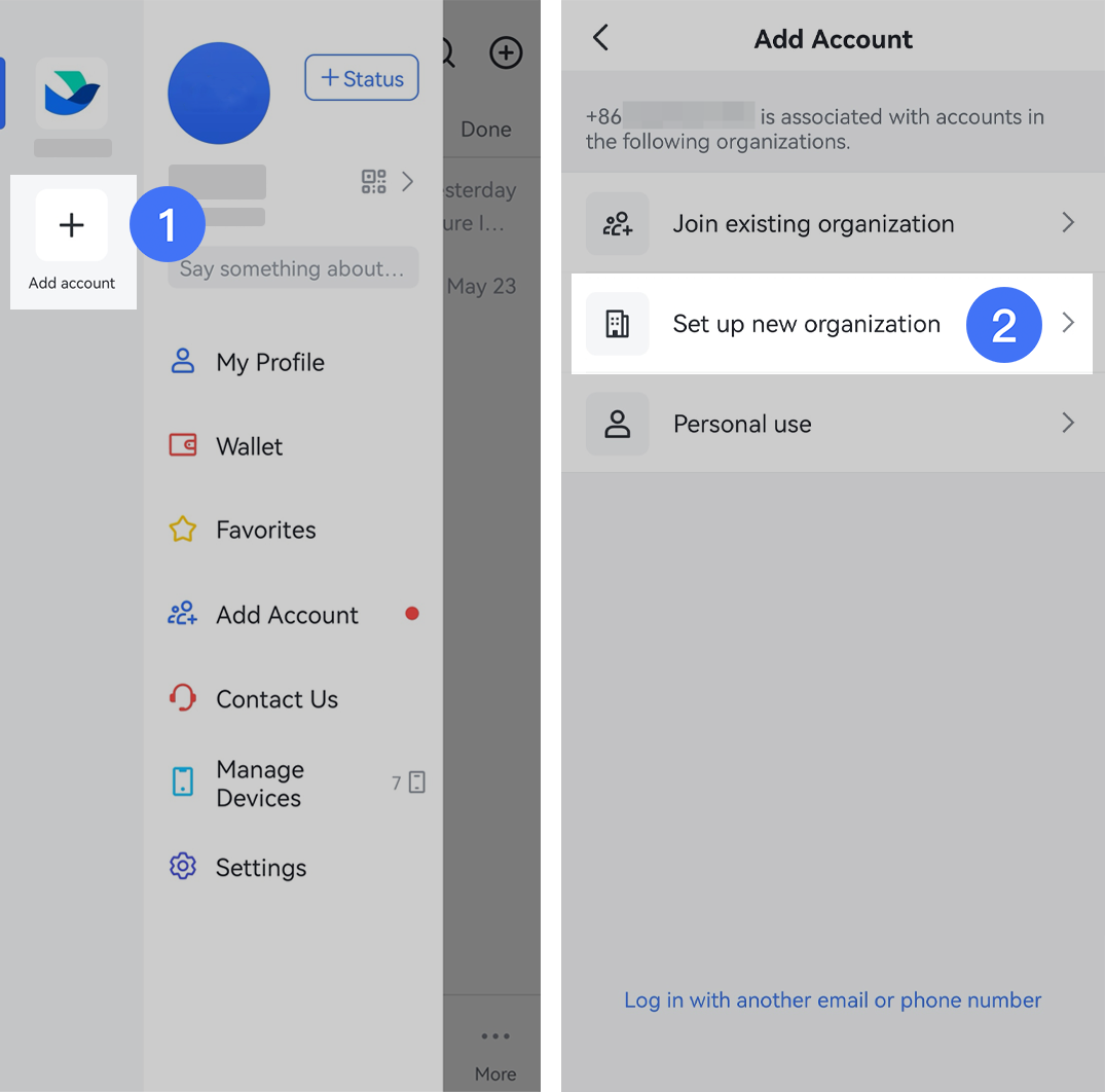 Sign up for organization accounts