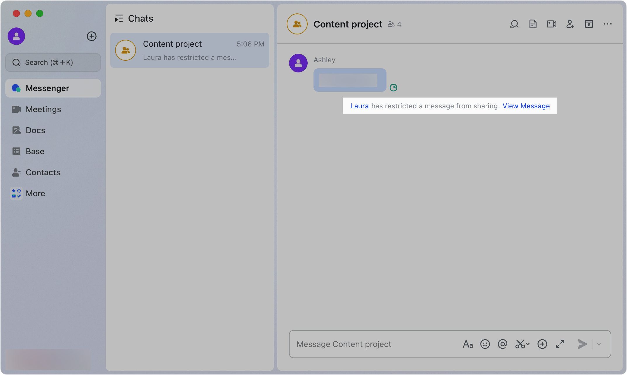 Restrict message sharing