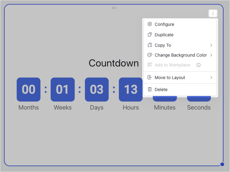 Use countdown blocks in dashboards