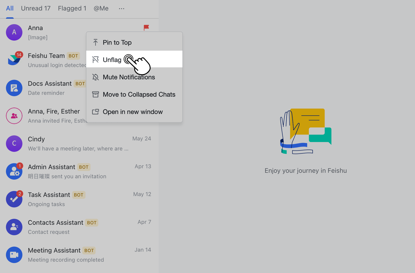 Flag chats and messages
