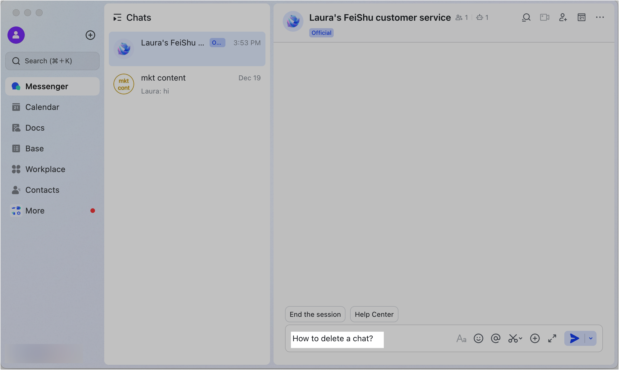 Find help and support in Feishu