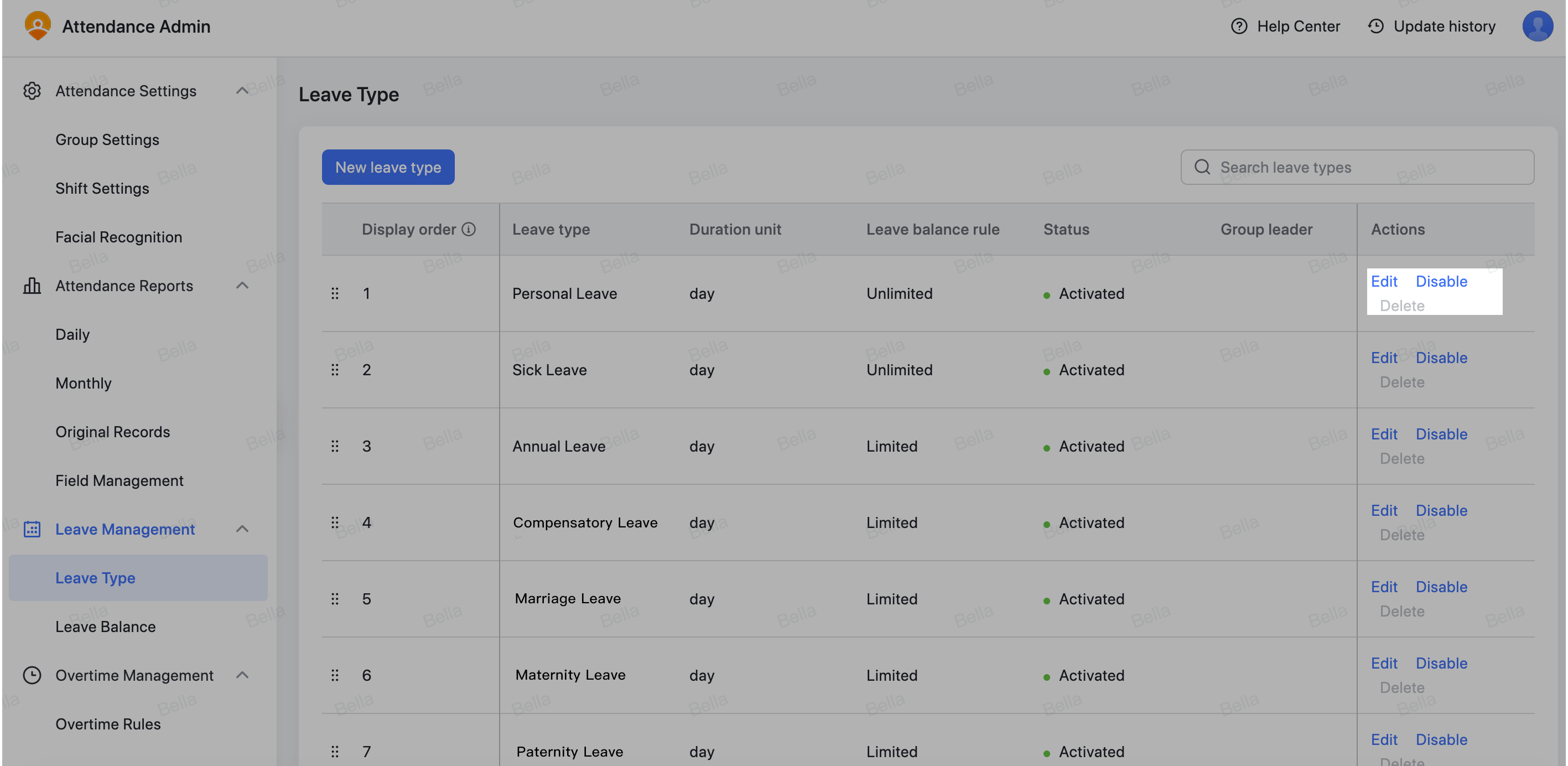 Admin | Set up and manage employee leave