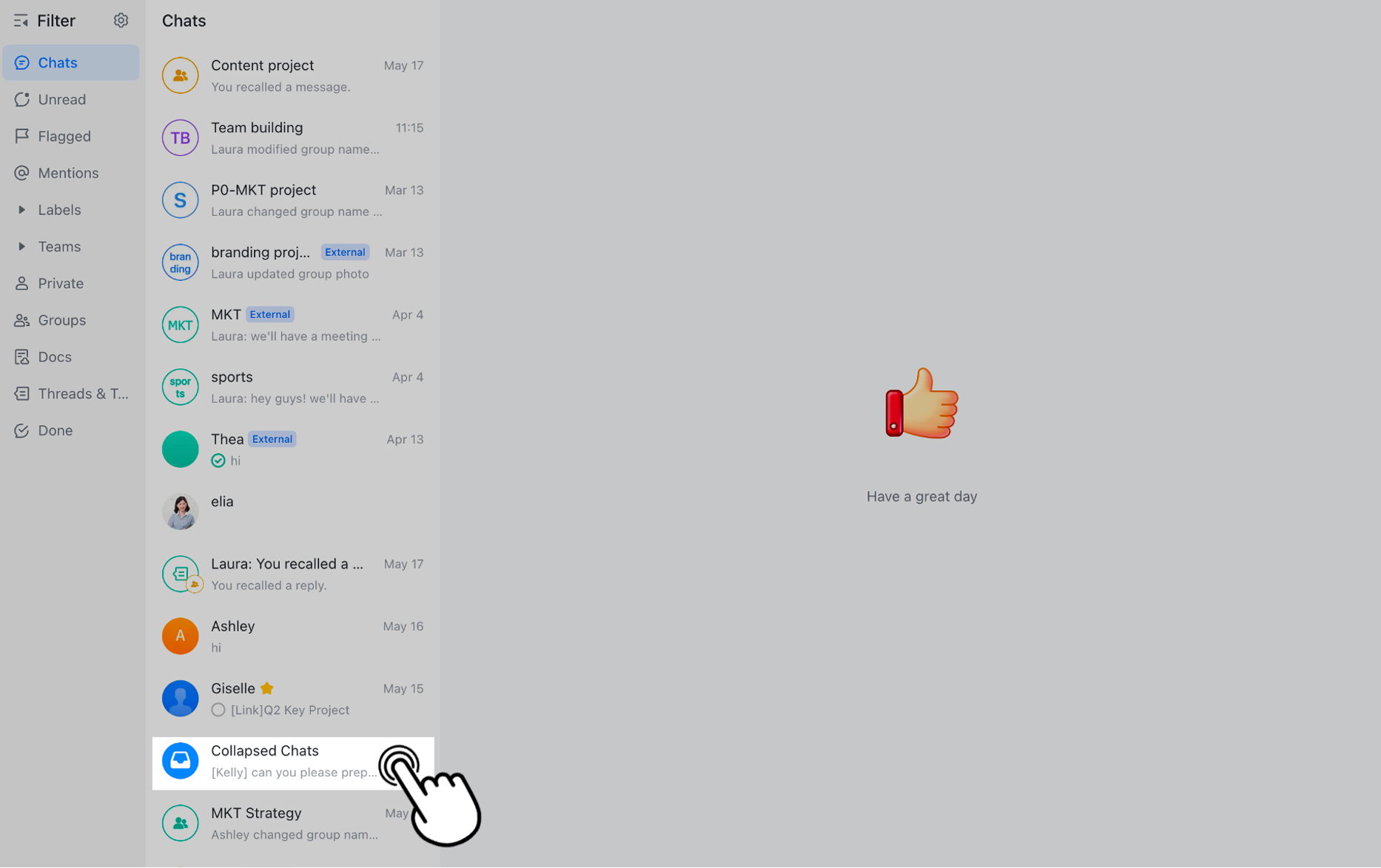 Move unimportant chats to Collapsed Chats