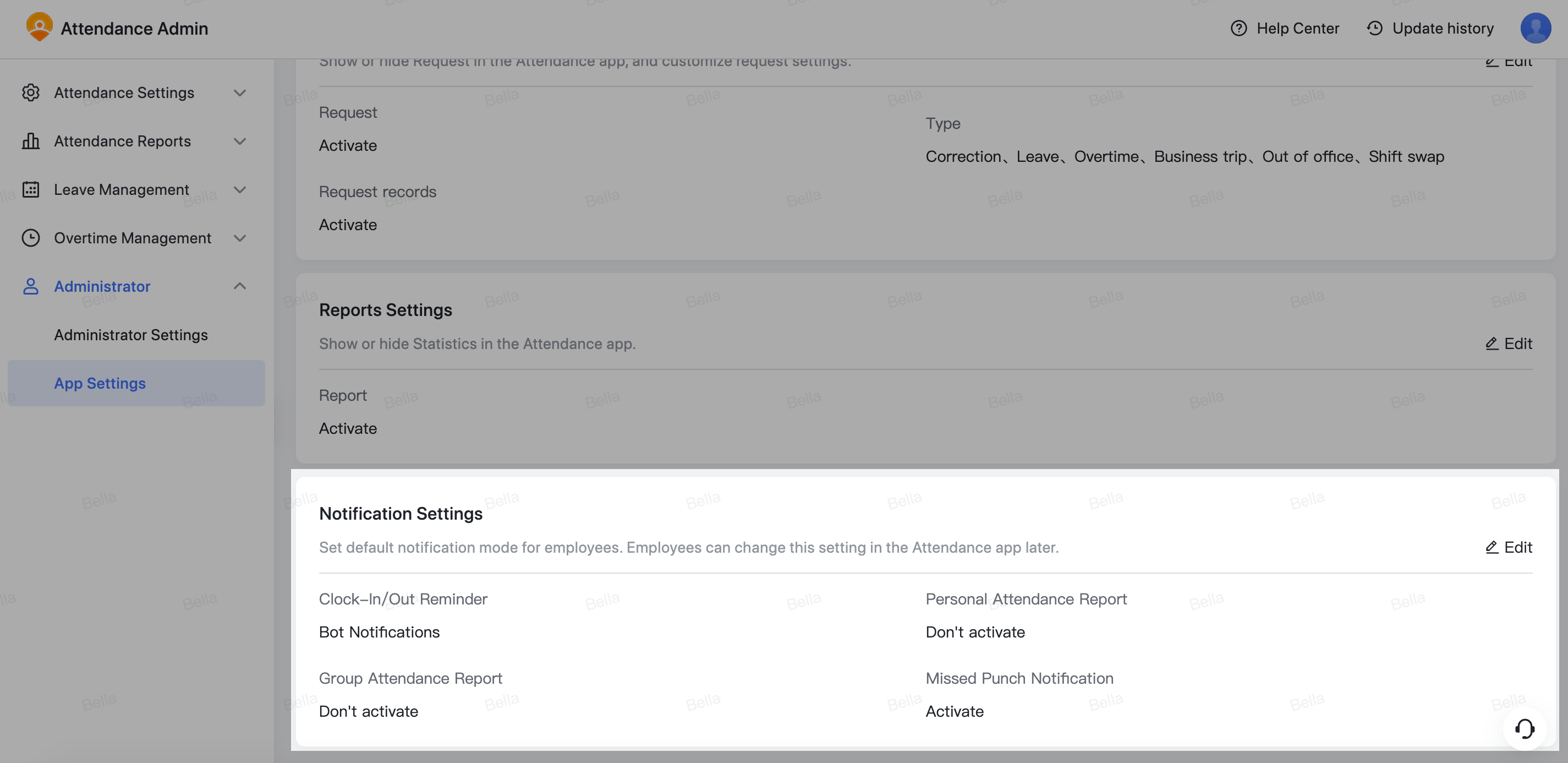 Admin | Set default notifications