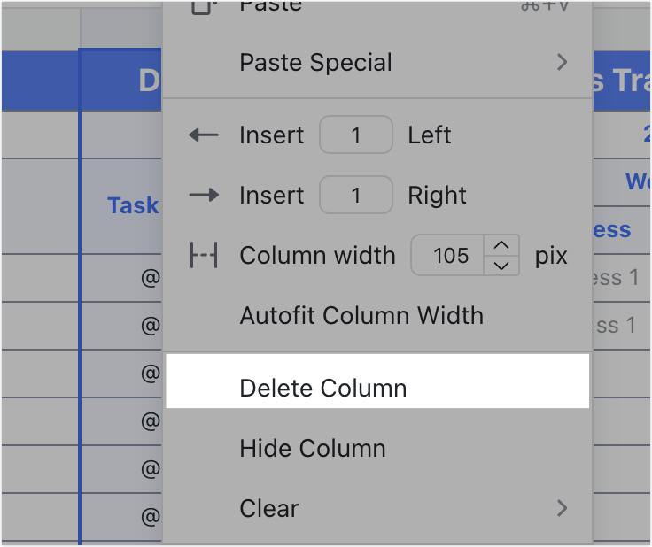 Insert or delete rows, columns, and cells in Sheets