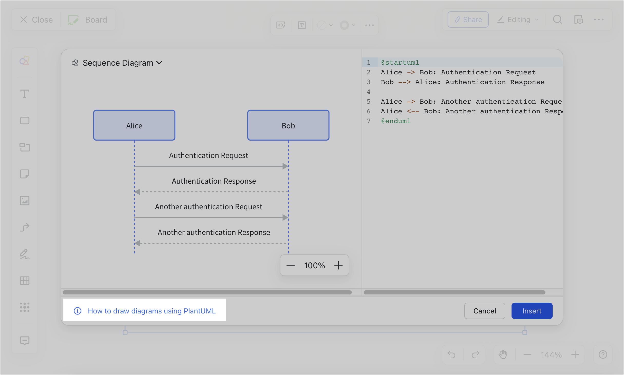 Use PlantUML on a board