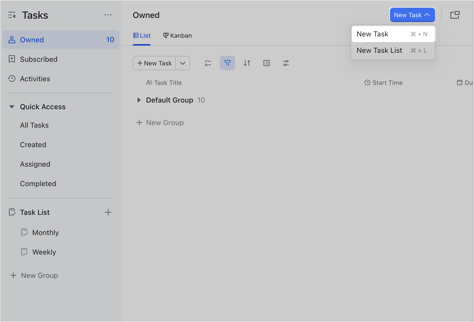 Create Tasks