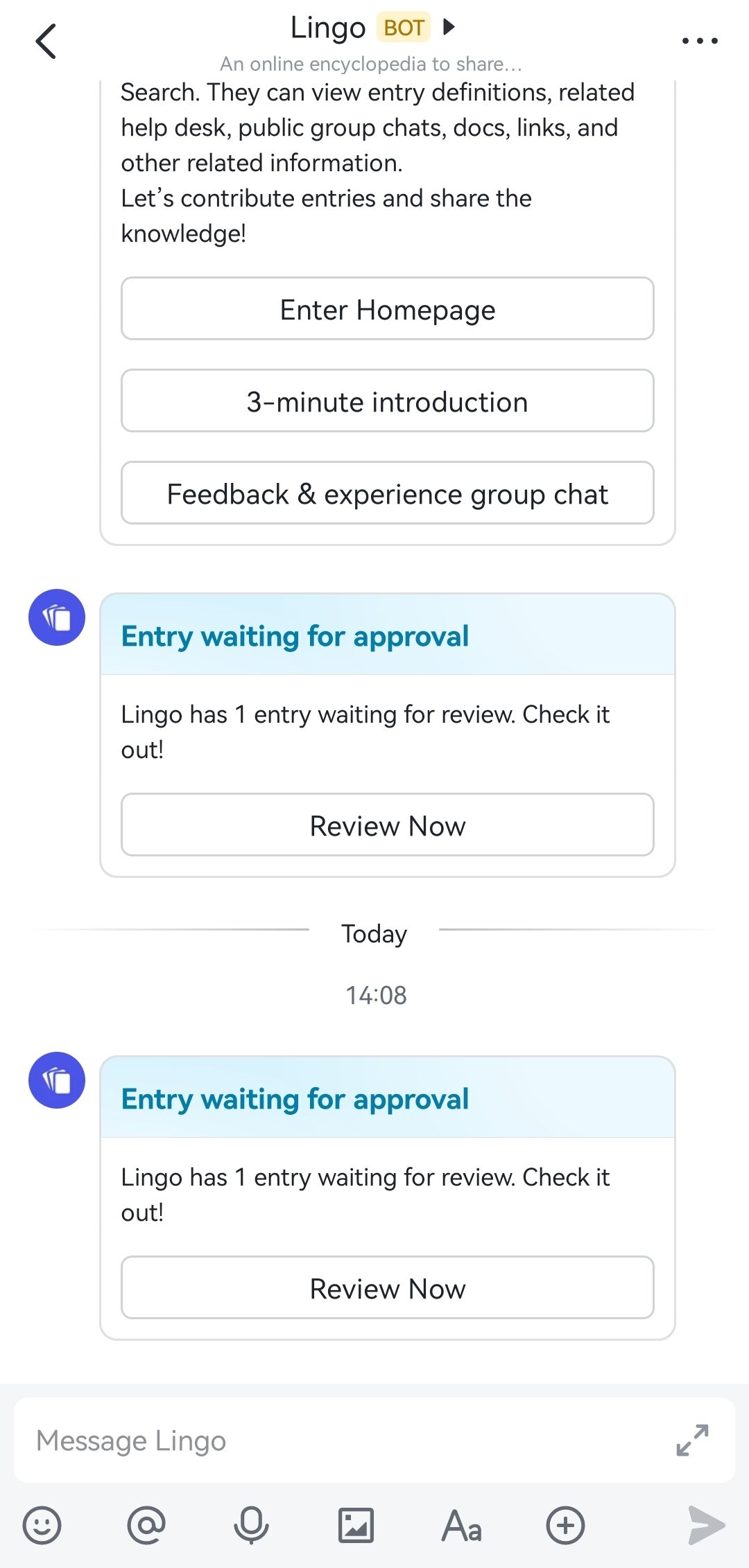 Review Lingo entries and activity records