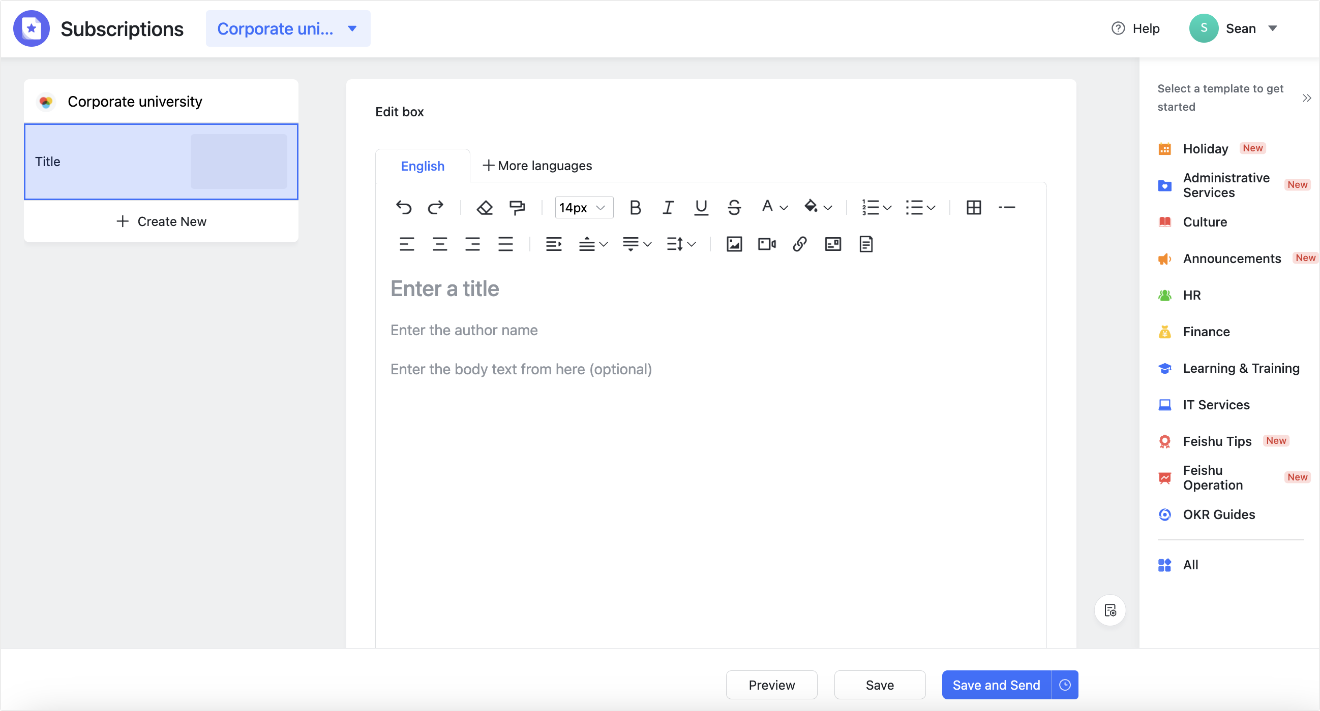 Create and send Subscriptions content