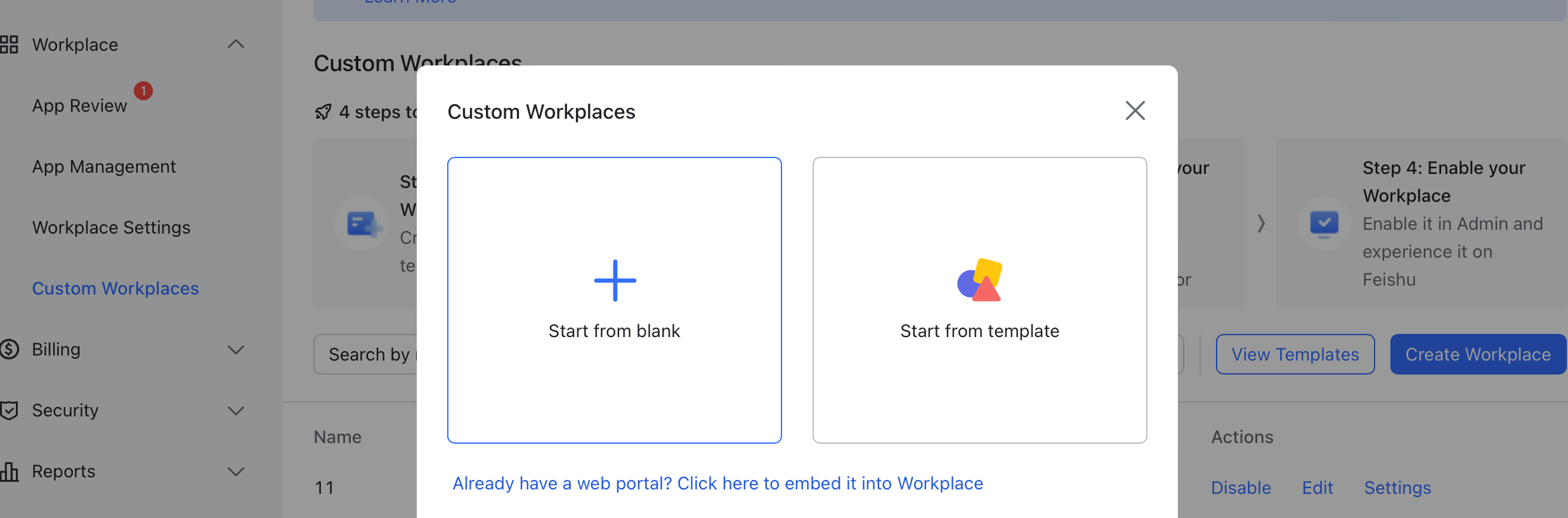 Create a Custom Workplace