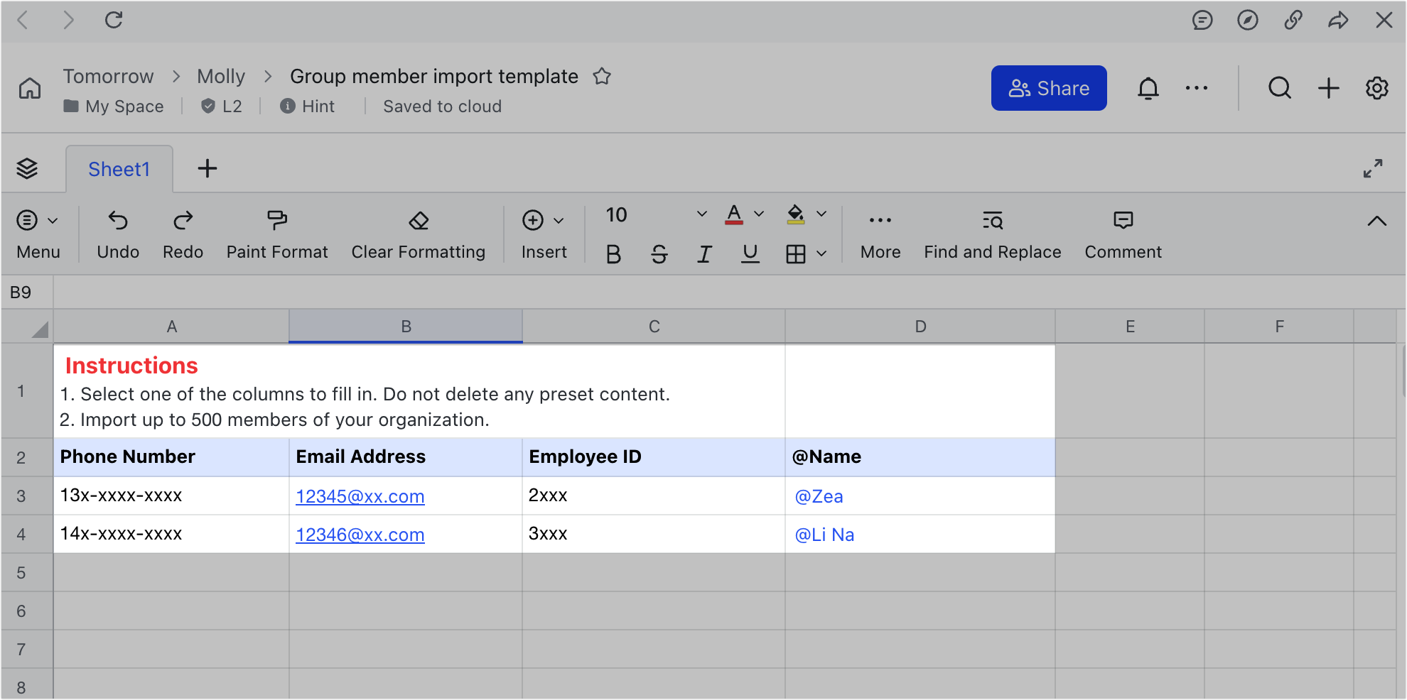 Batch import members into a group