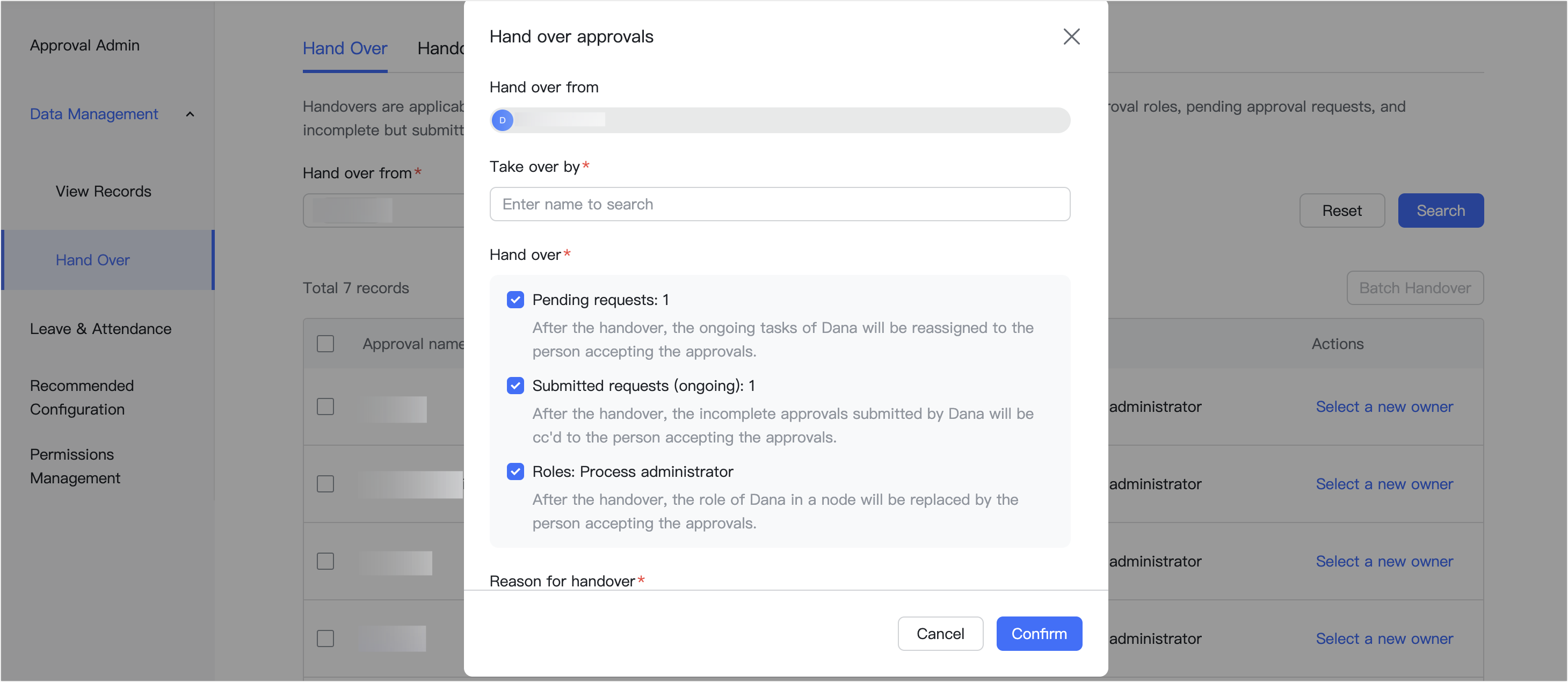 Admin | Manually hand over approvals
