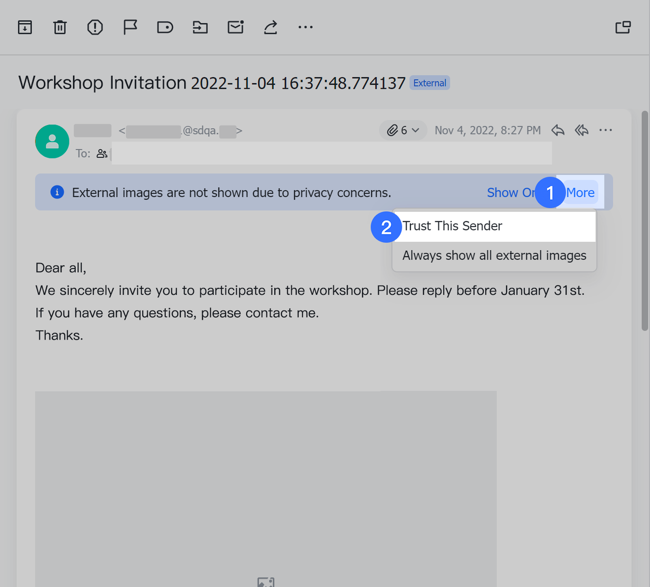 View external images in emails