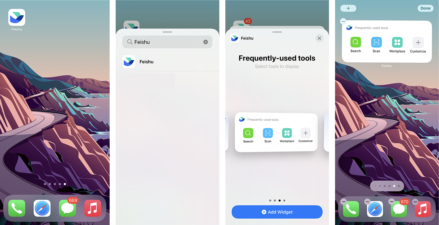 Use Feishu widgets on your mobile device