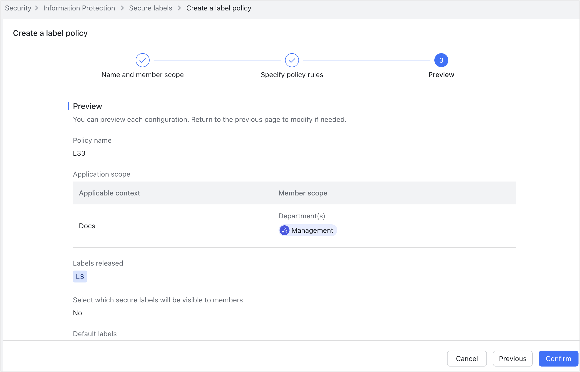 Admin | Create secure labels and label policies