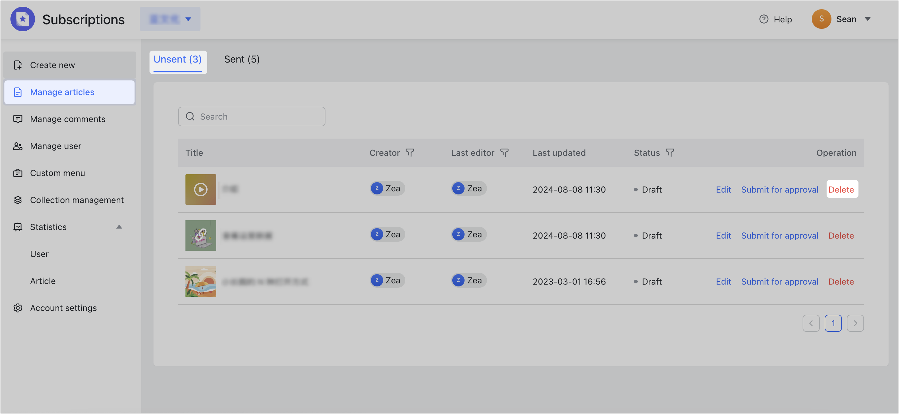 Modify, recall, or delete Subscriptions content