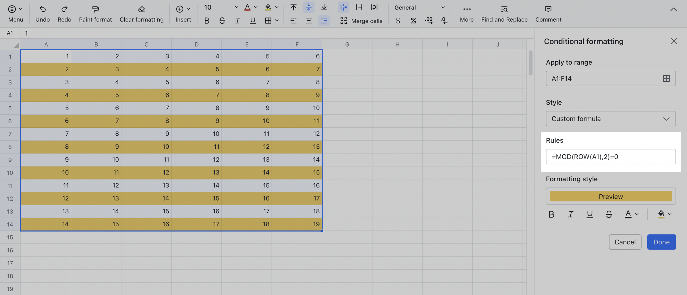Use conditional formatting in sheets