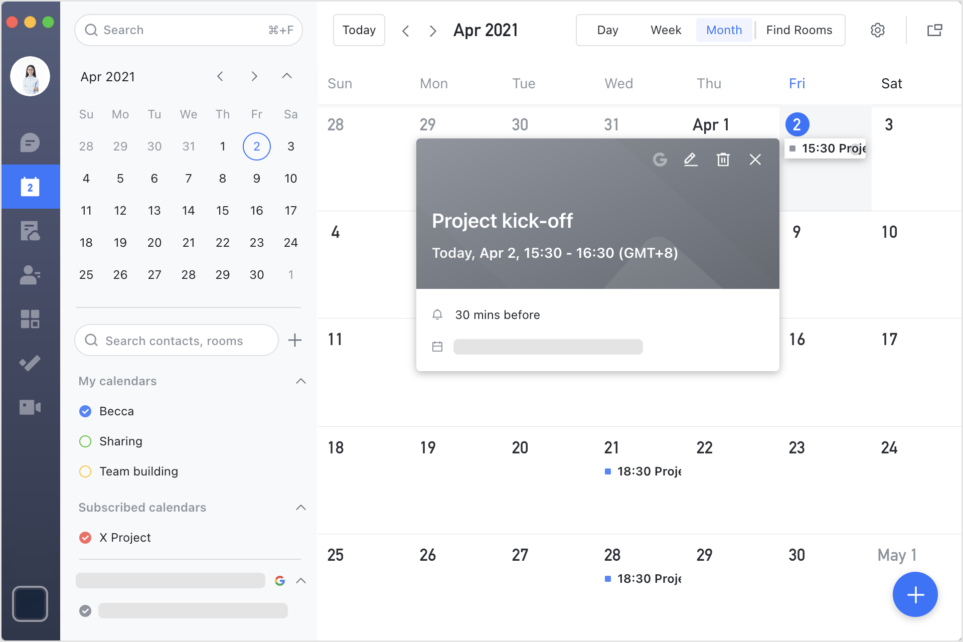 Perform a one-way sync from Google Calendar to Feishu Calendar