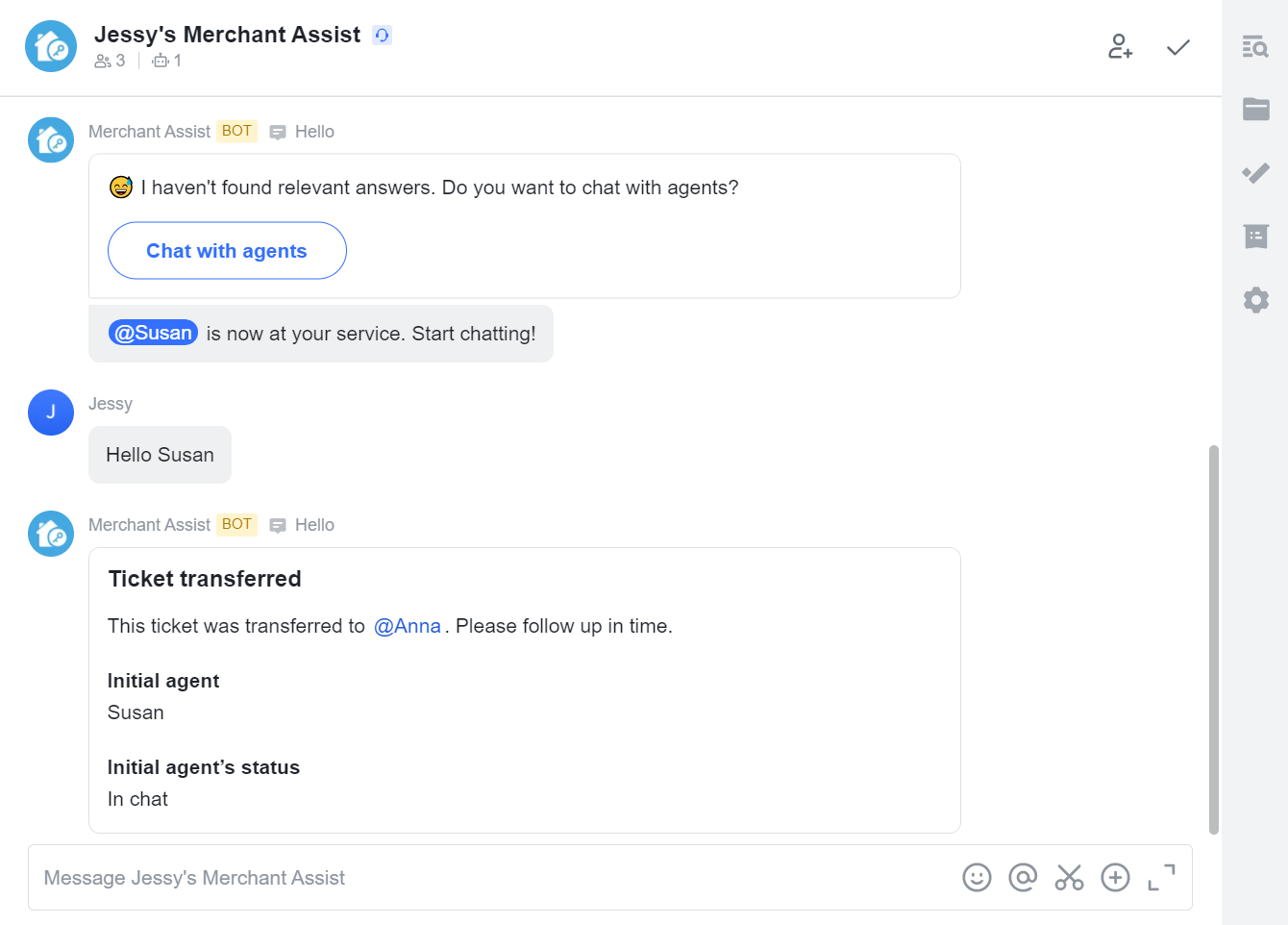 Transfer tickets within a help desk
