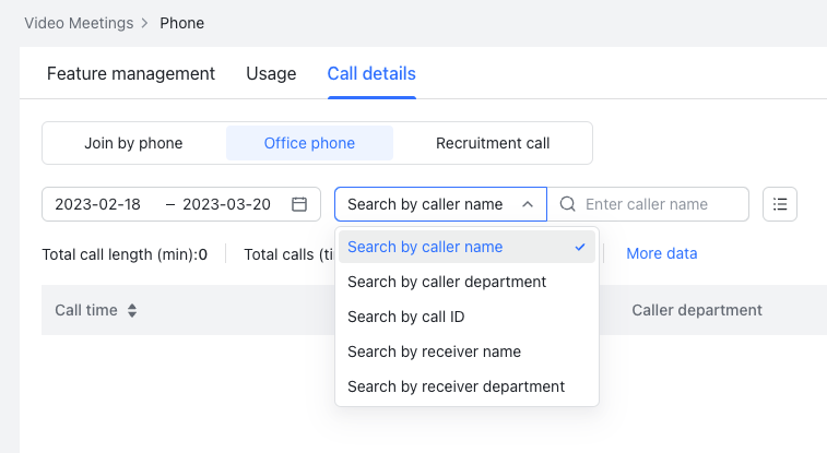 Admin | View call details for office phones