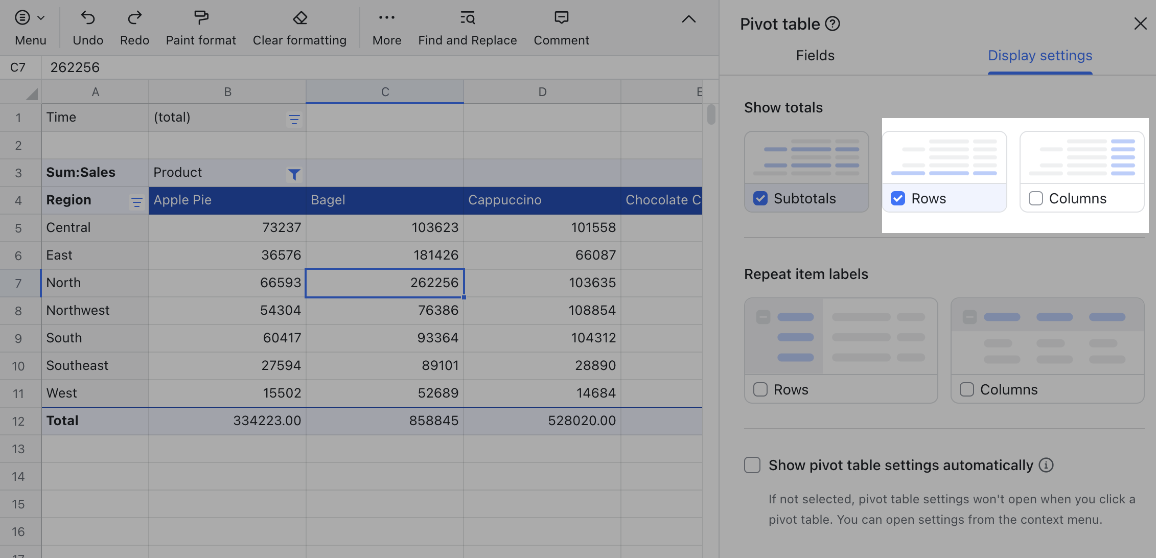 Use fields in pivot tables