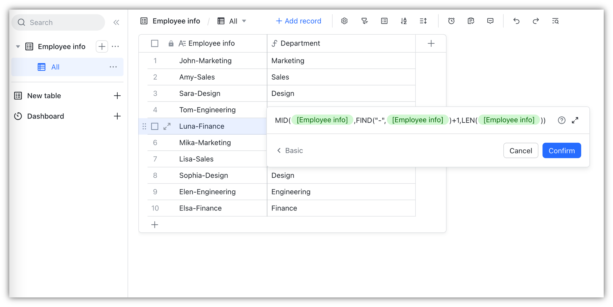 Use the FIND function for Base Use the FIND function for Base