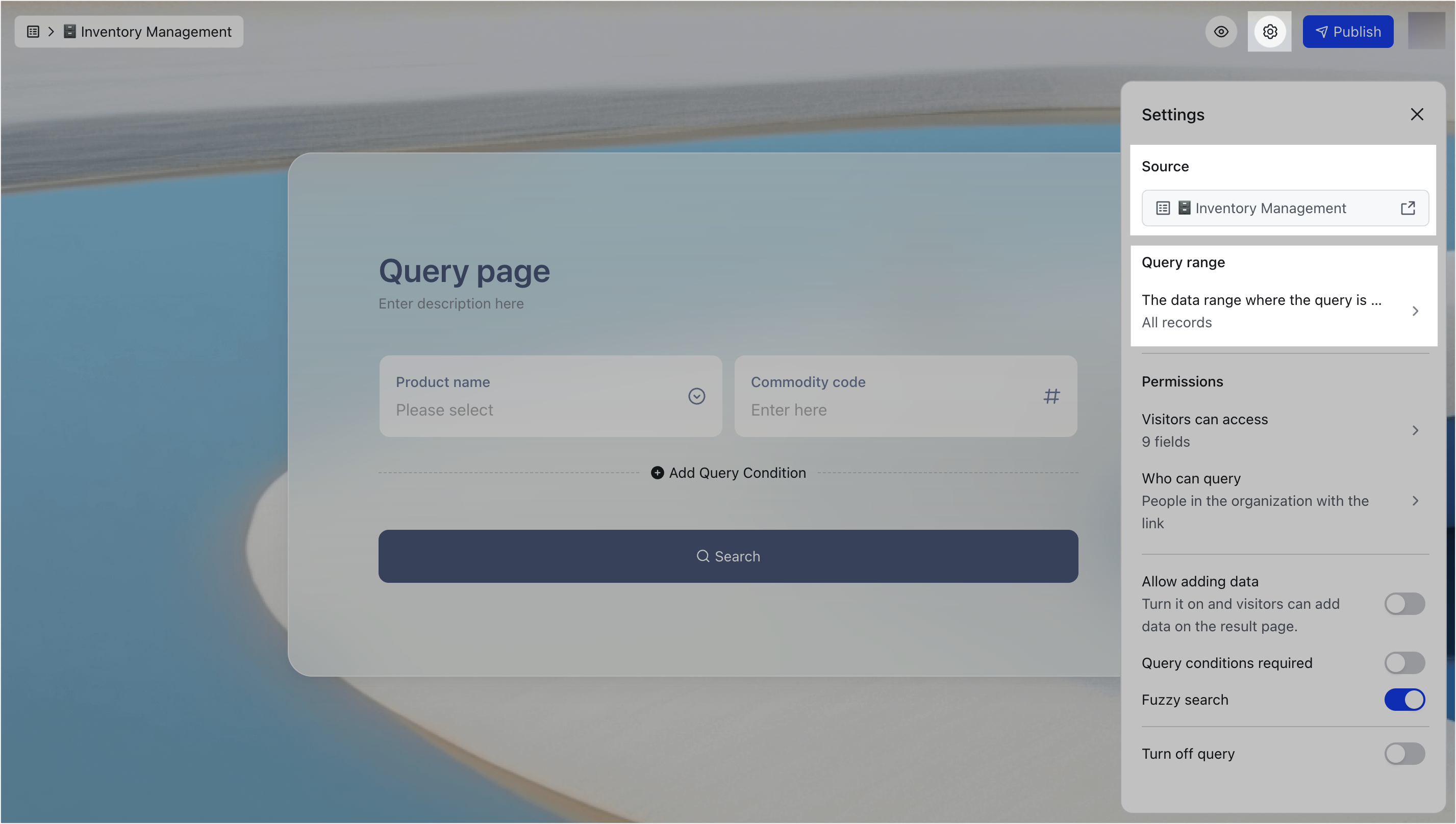 Use the query page in Base