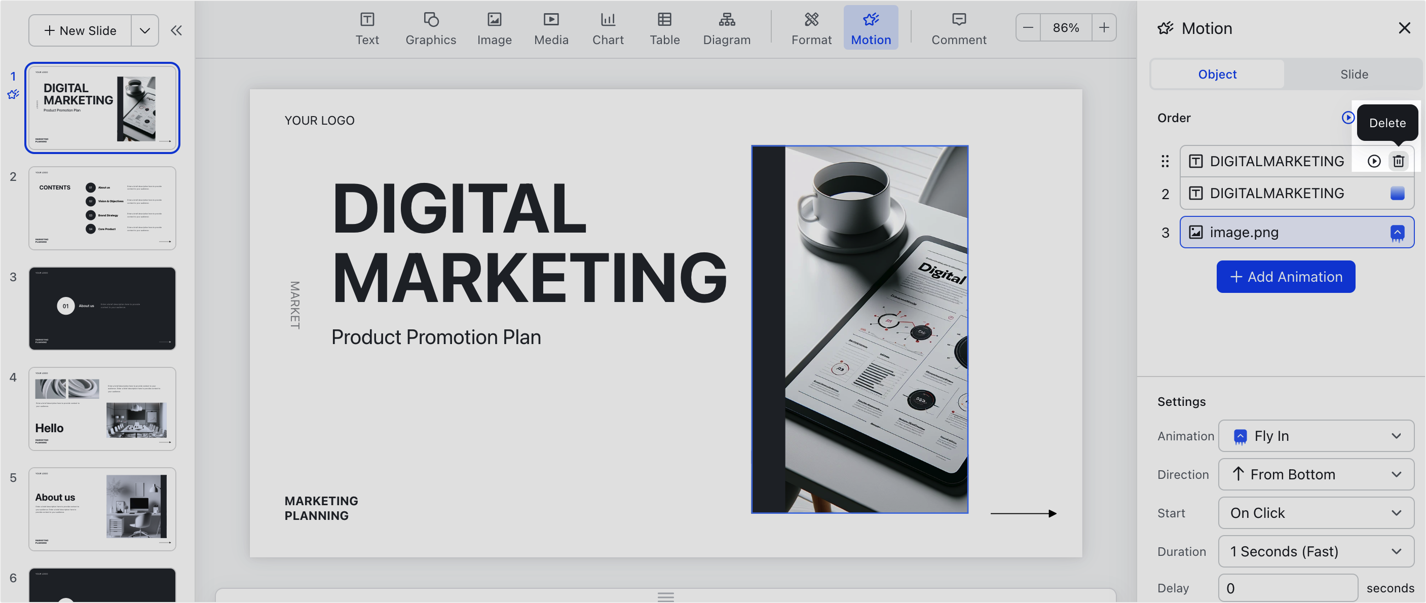 Use animations in Slides