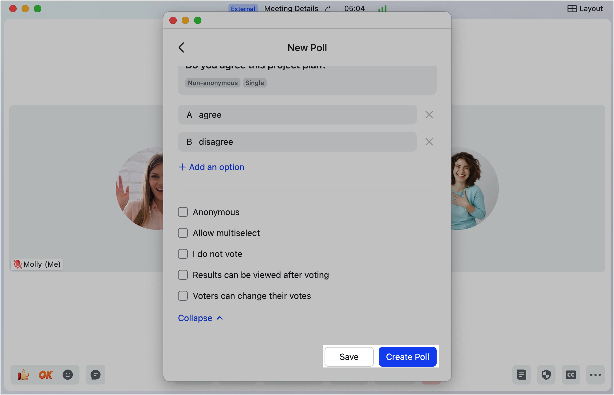 Conduct polls during meetings