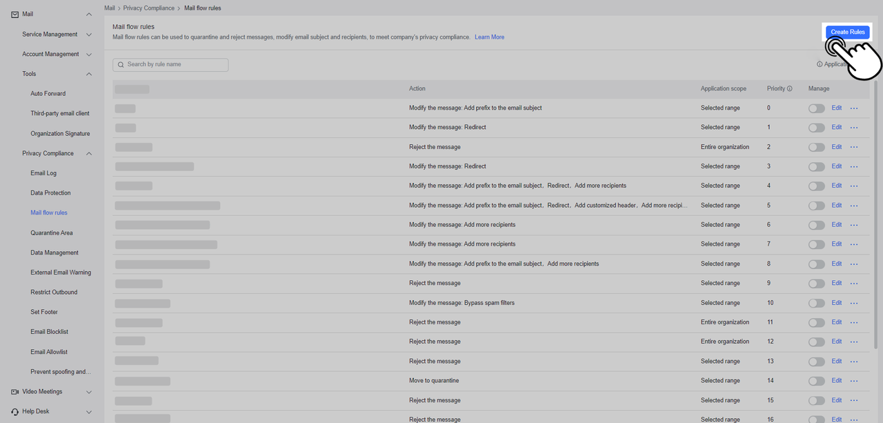 Admin | Set up mail flow rules