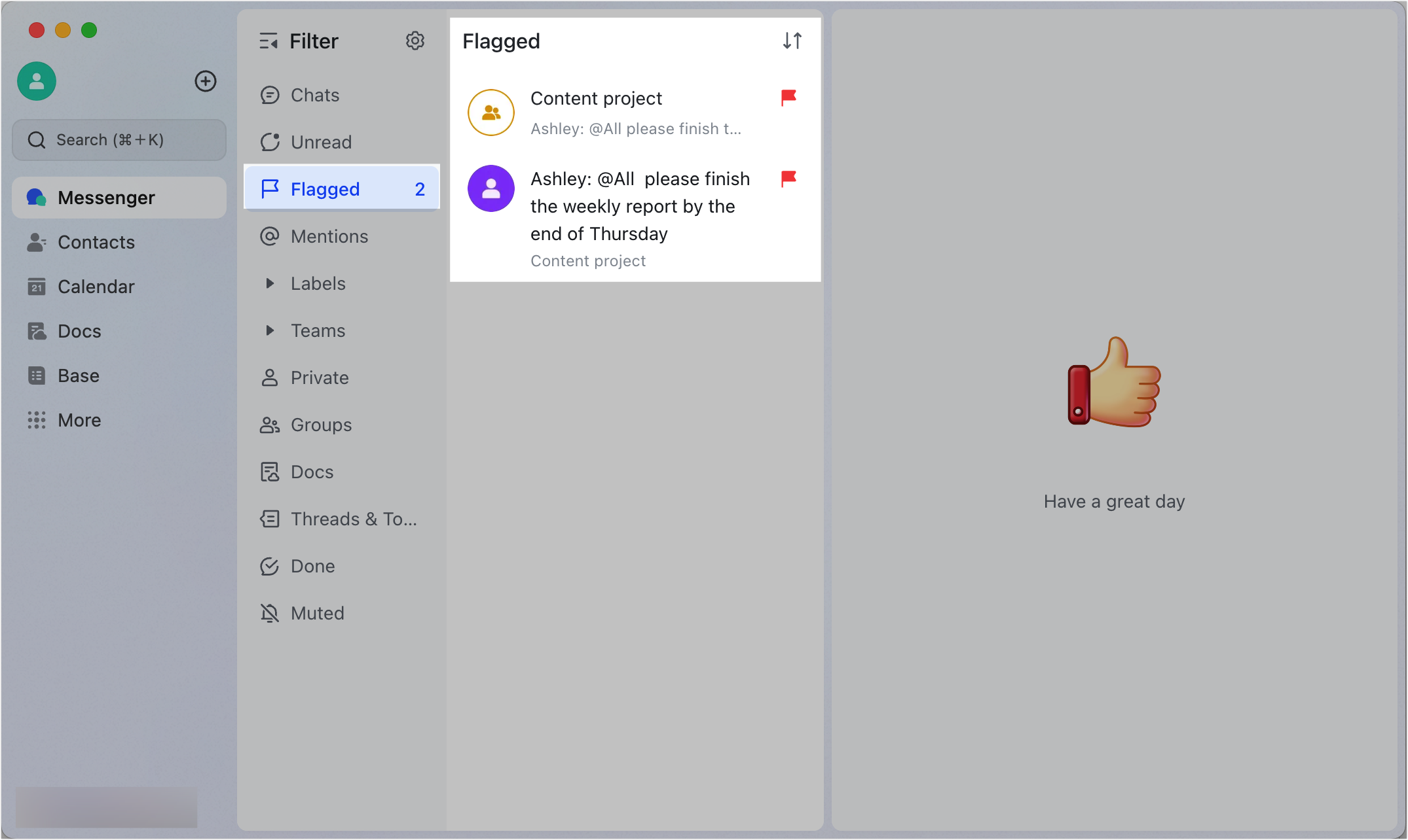 Flag chats and messages