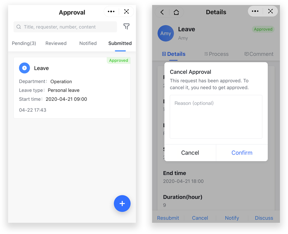 Approval updates