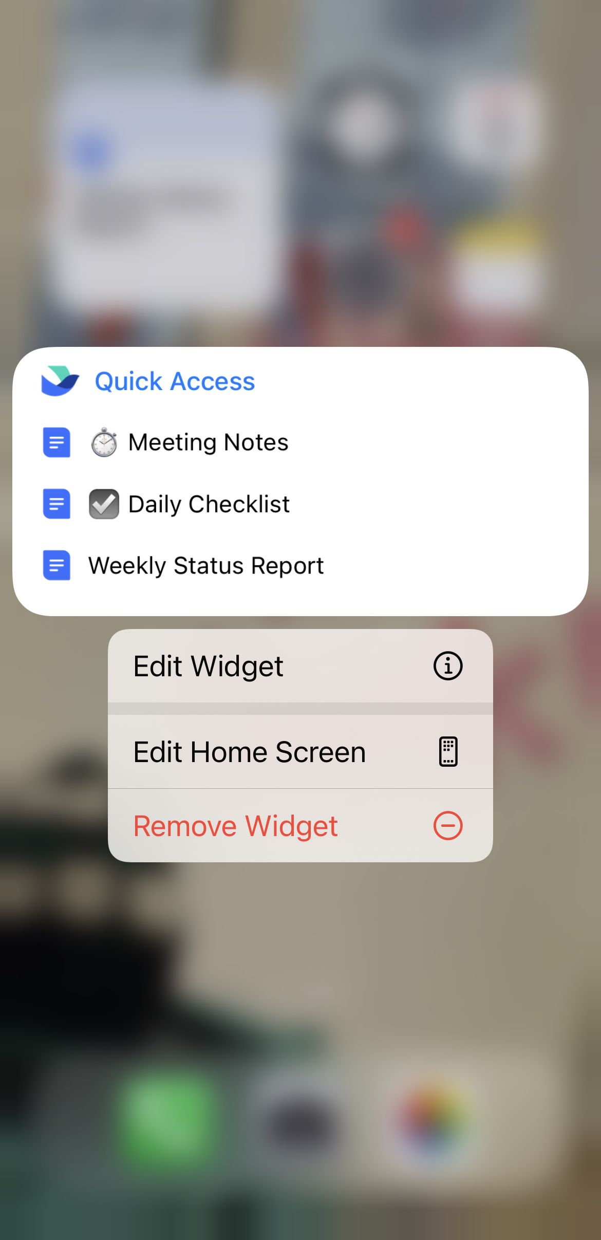 Add Docs widgets to your mobile device
