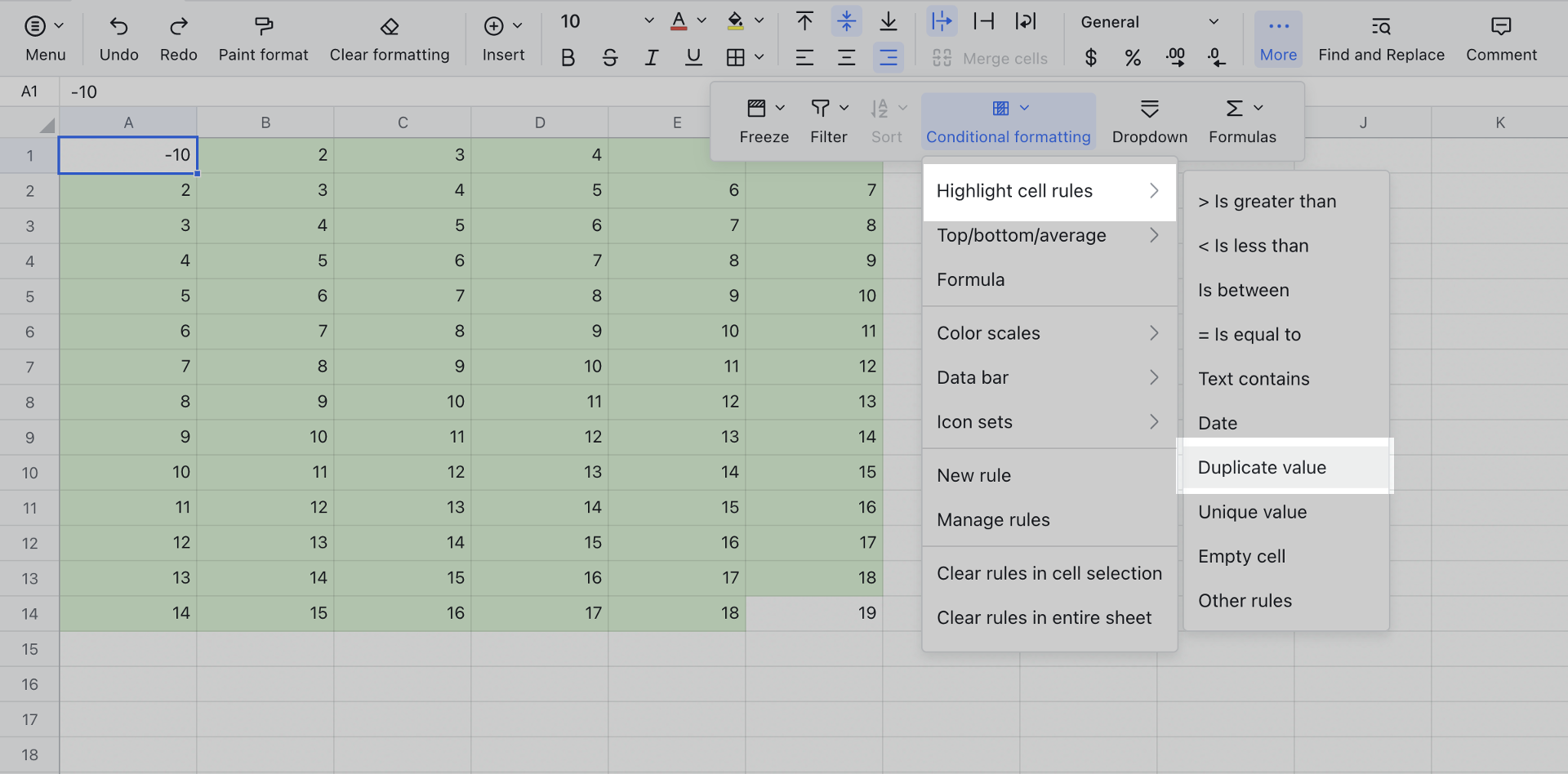 Use conditional formatting in Sheets