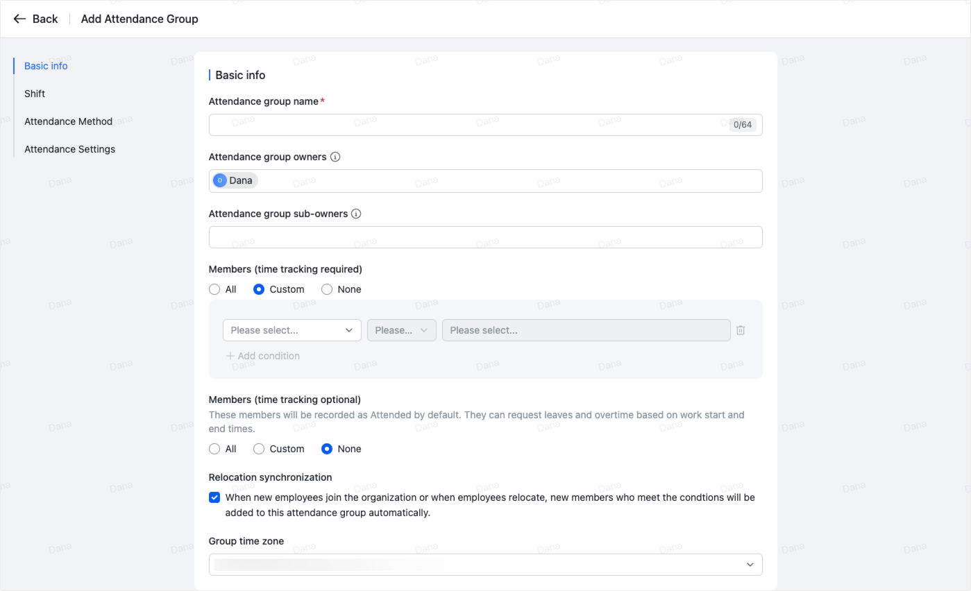 Admin | Set up attendance group