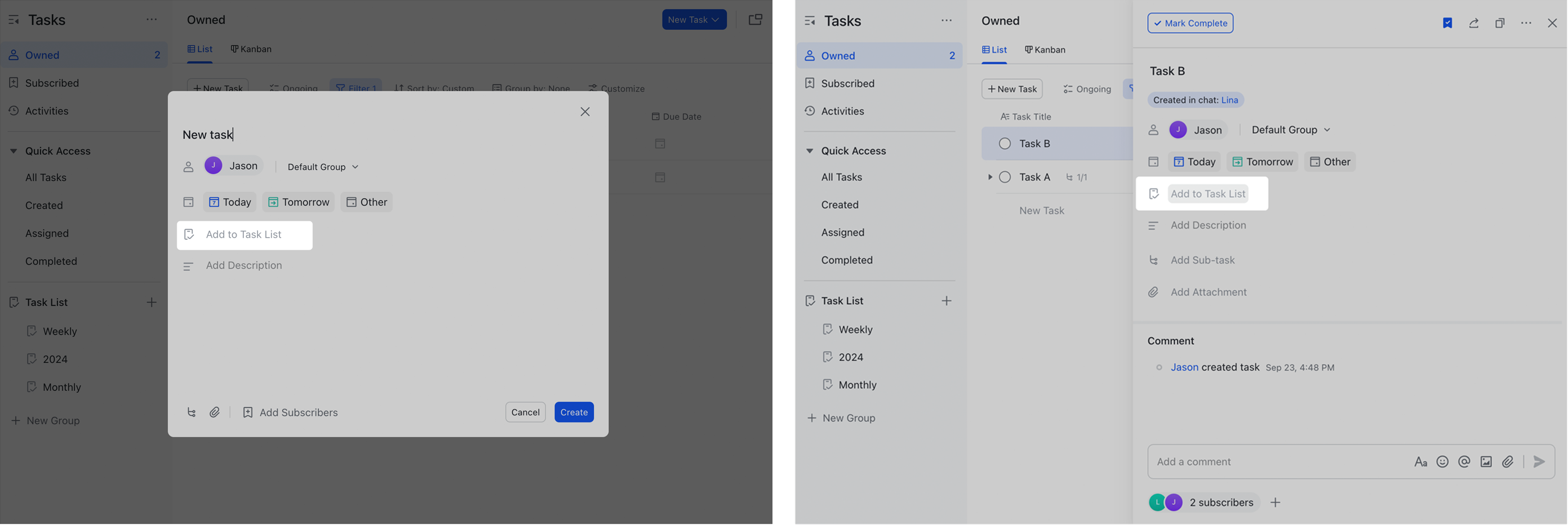 Create, share, and manage task lists