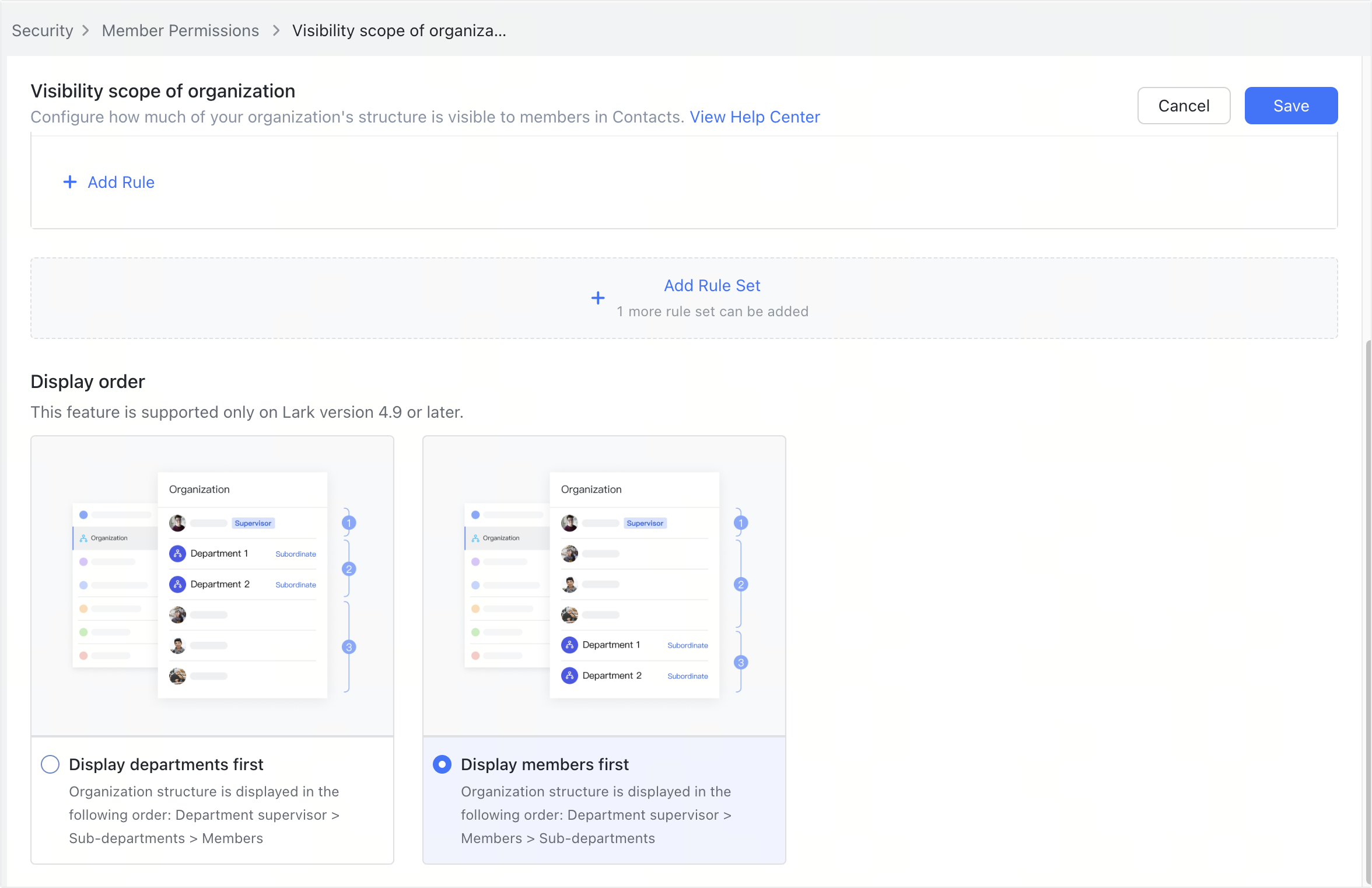 Manage the visibility of your organizational structure