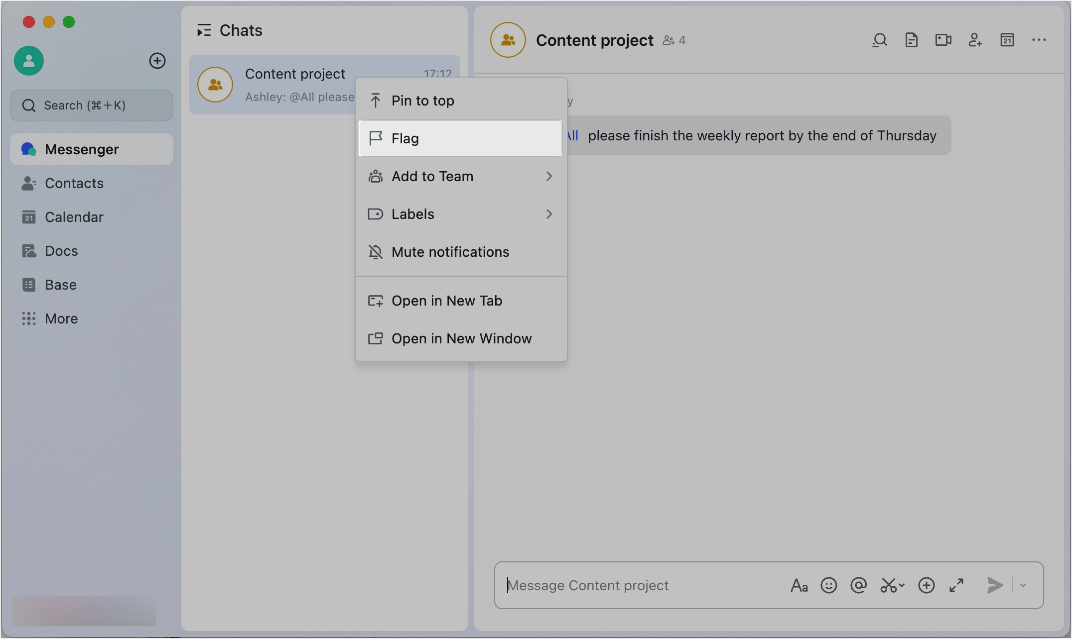 Flag chats and messages