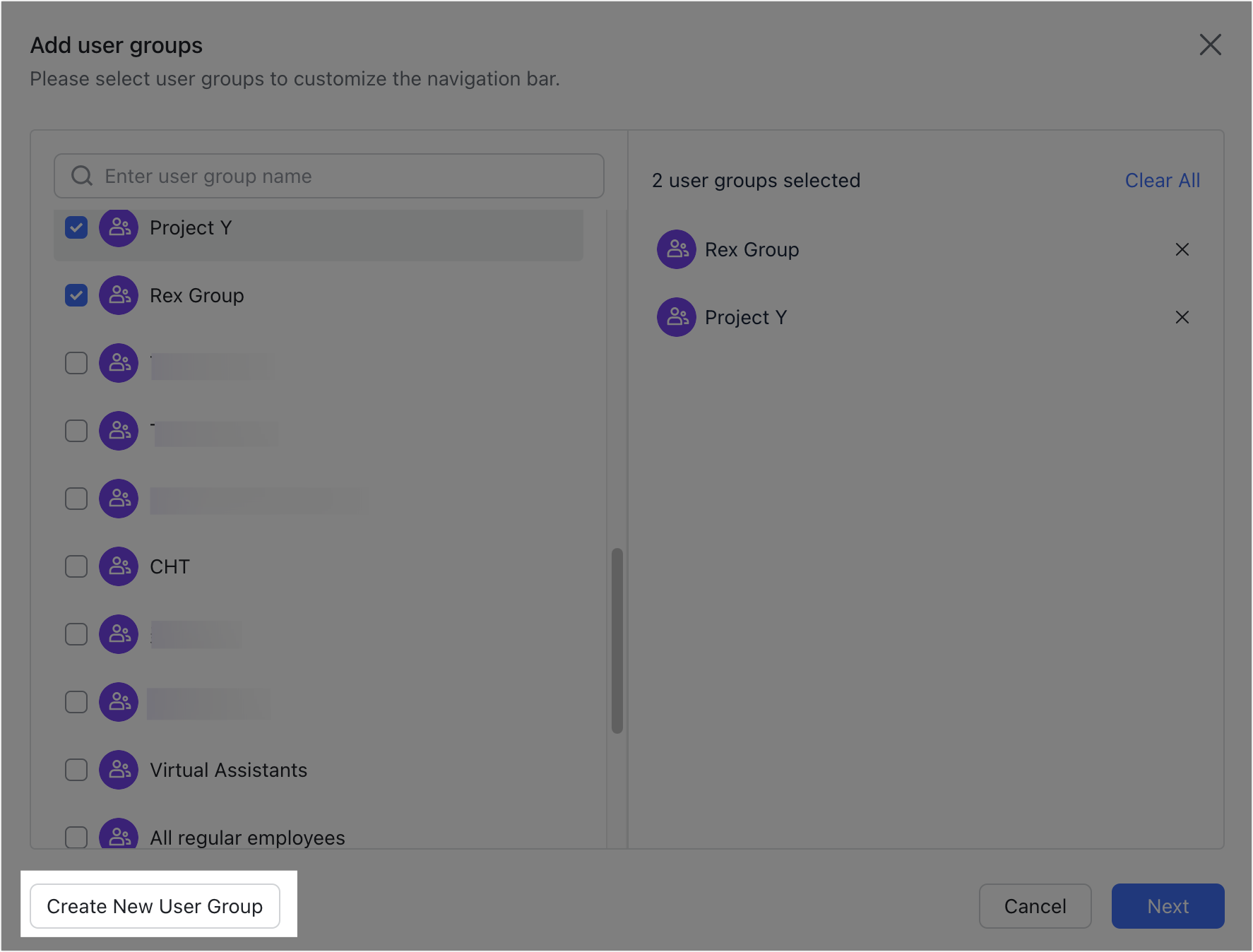 Admin | Customize navigation bar layouts for user groups