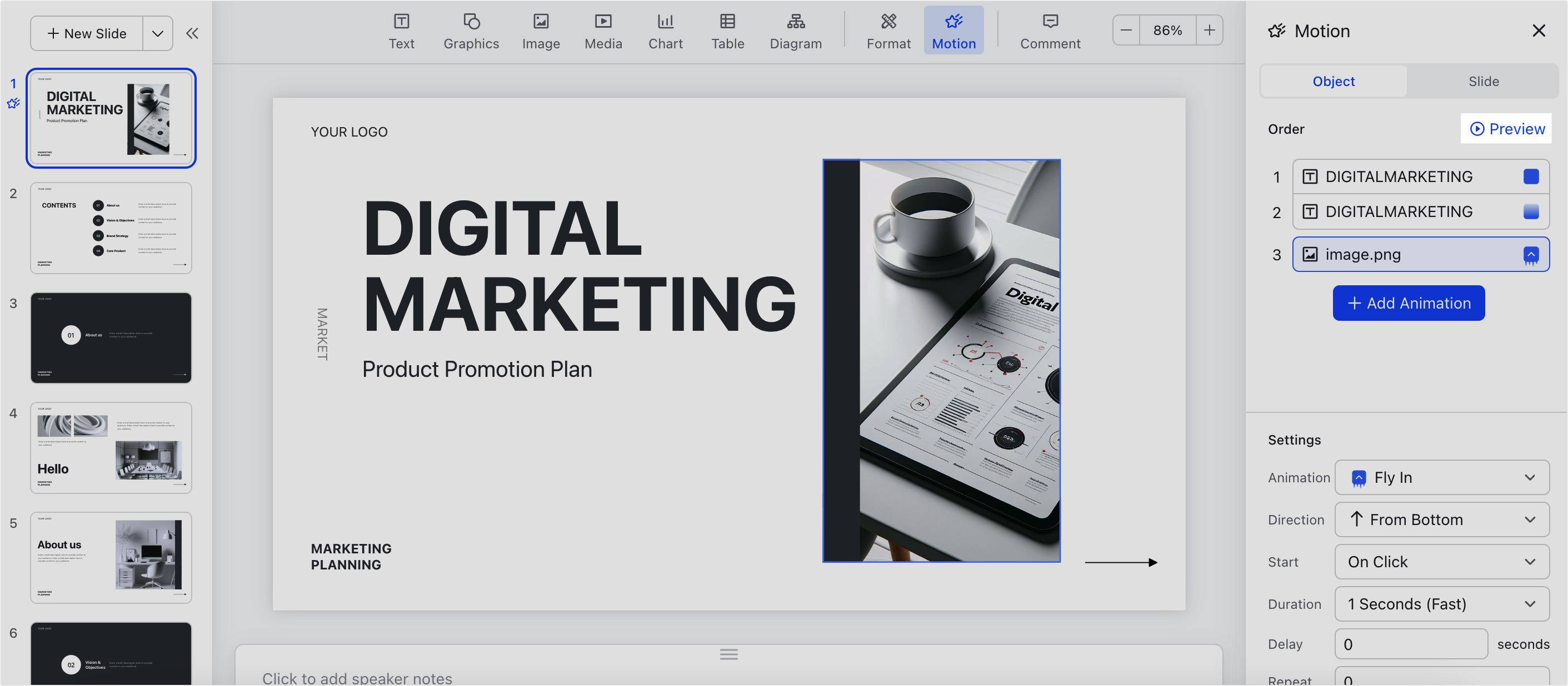Use animations in Slides