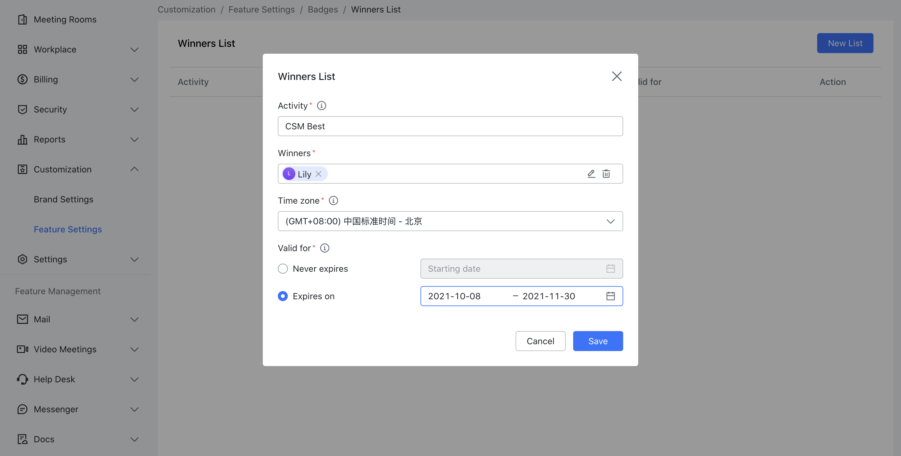 Upload and manage badges