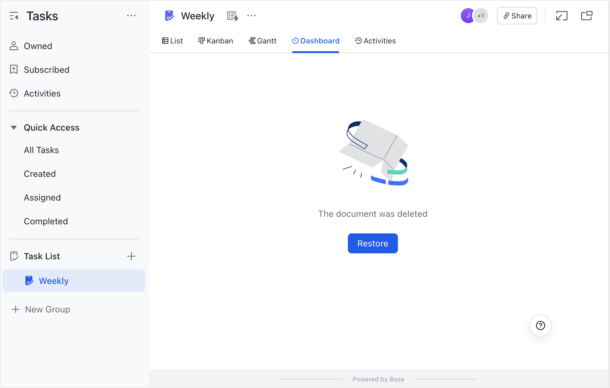 Use dashboards in task lists