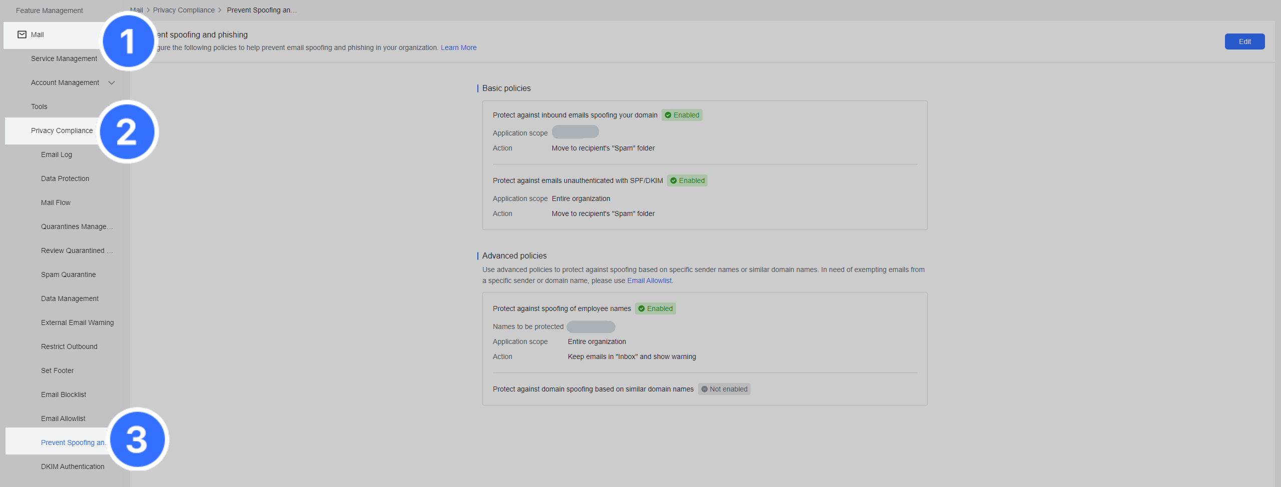 Admin | Prevent spoofing and phishing