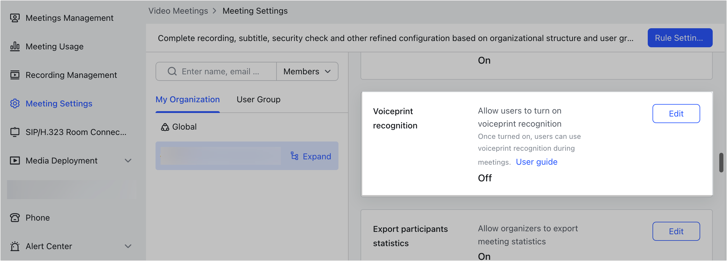Admin | Enable voiceprint recognition